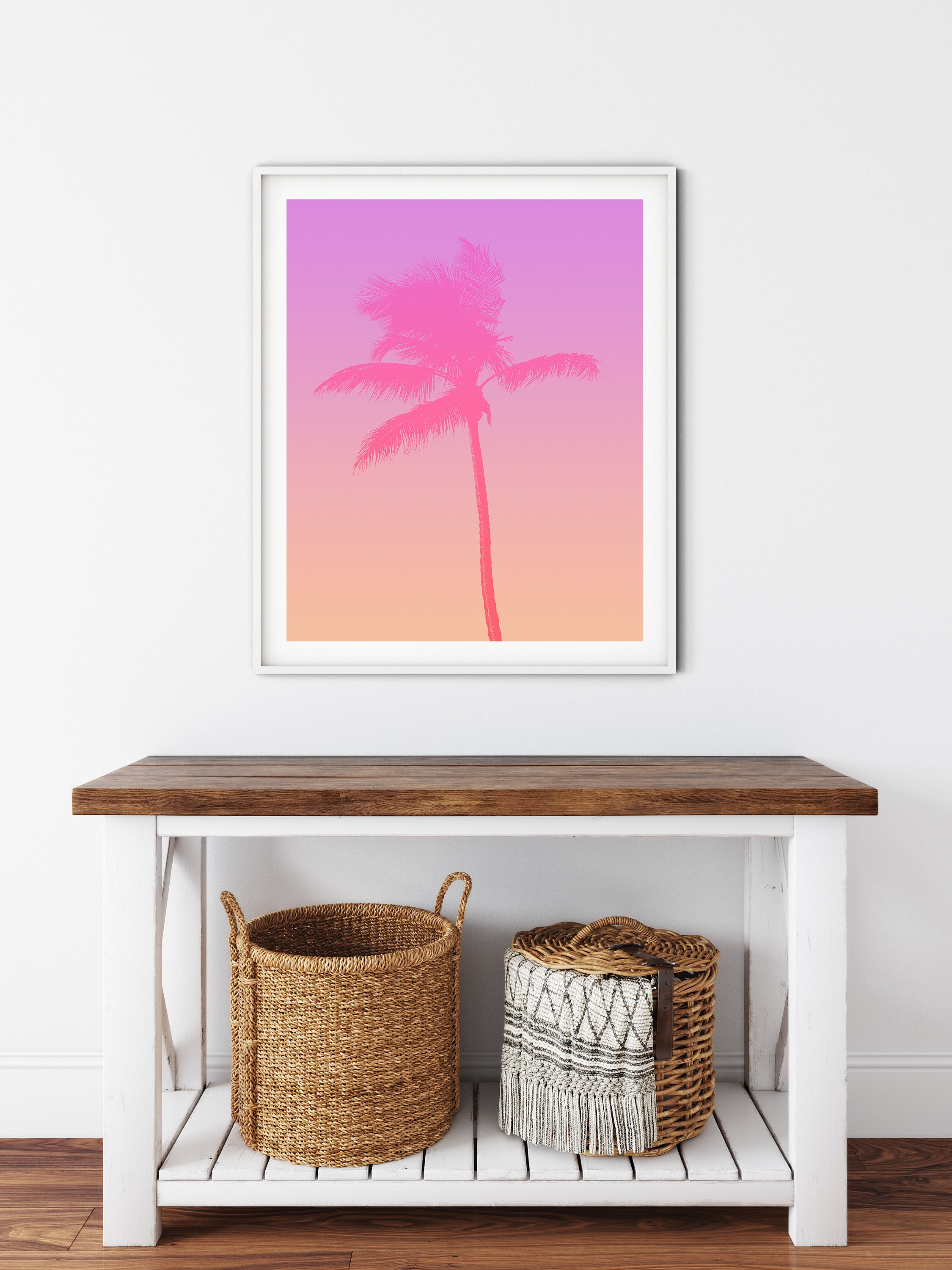 Pink Palm Tree Printable, Palm Tree Print, Retro, Tropical Wall Art ...