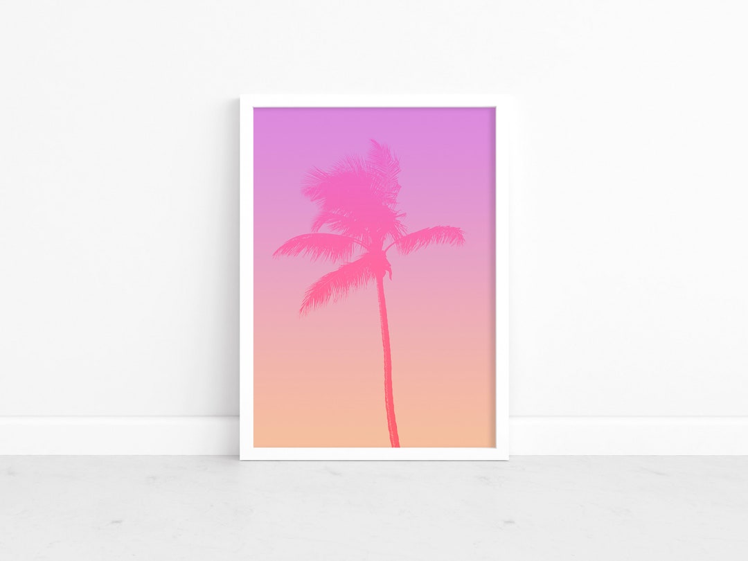 Pink Palm Tree Printable, Palm Tree Print, Retro, Tropical Wall Art ...