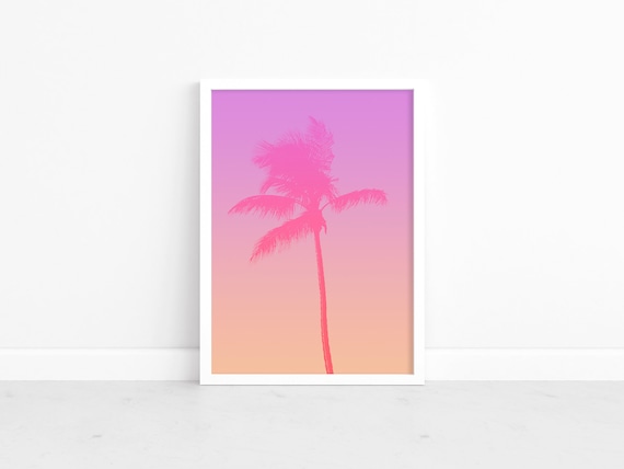 Pink Palm Tree Printable Palm Tree Print Retro Tropical | Etsy
