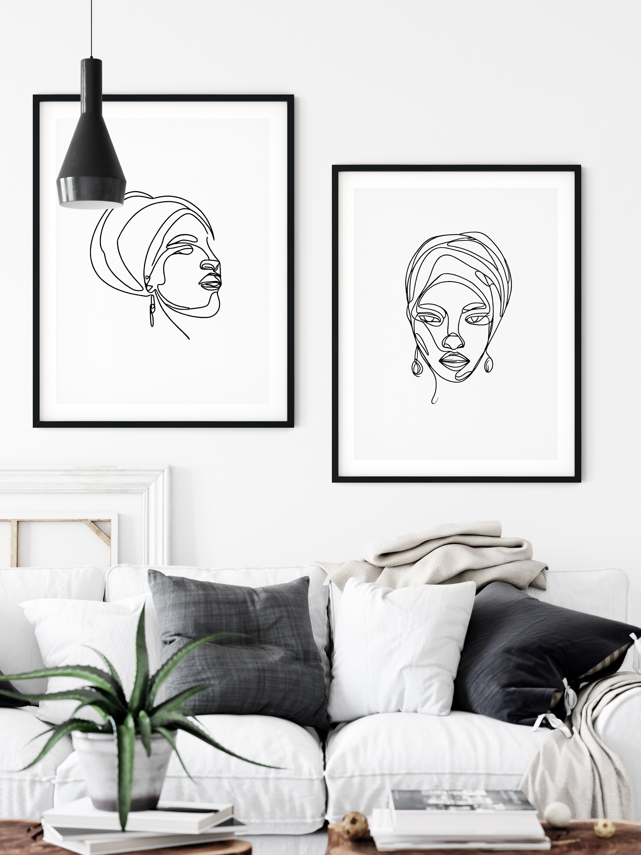 African Woman Line Art Print Set of 2 for Your Minimalist Home - Etsy