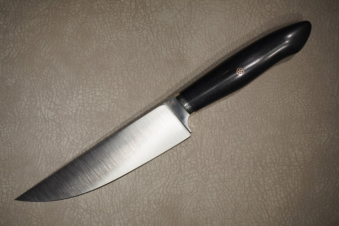 Kruchkov Kitchen Knife, Steel S90V, Hidden Tang, Micarta, Leather Knife ...