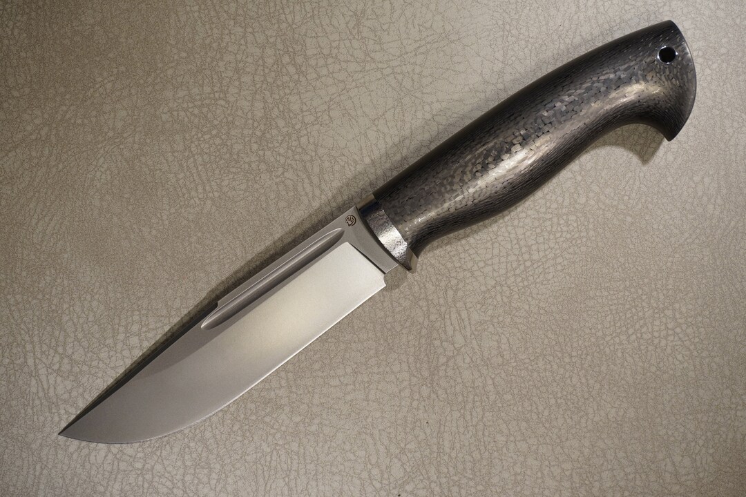 Cheburkov Knife Hunter-1, Steel S90V, Bolster Titanium, Handle Carbon ...