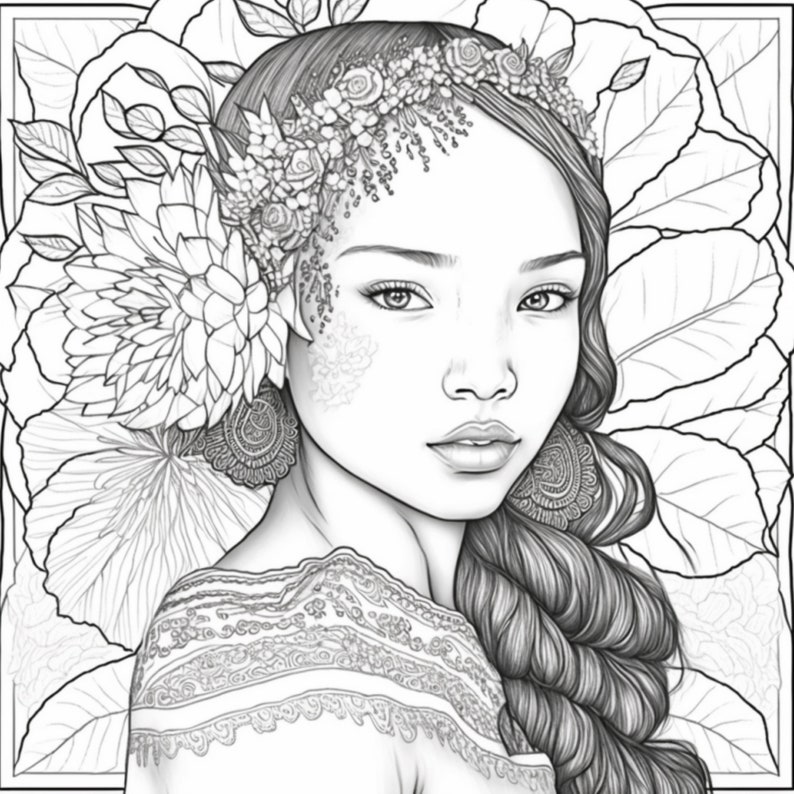 Pop Art and Mandalas Inspired 5 Coloring Pages of Filipina Women - Etsy