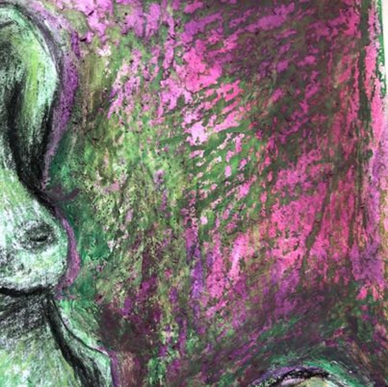 Original Colour Life Drawing Female Nude Art Green and | Etsy