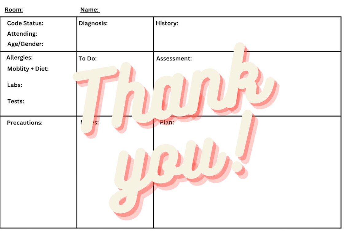 Nursing Report Sheet - Medsurg / Double Patient ; Printable and ...