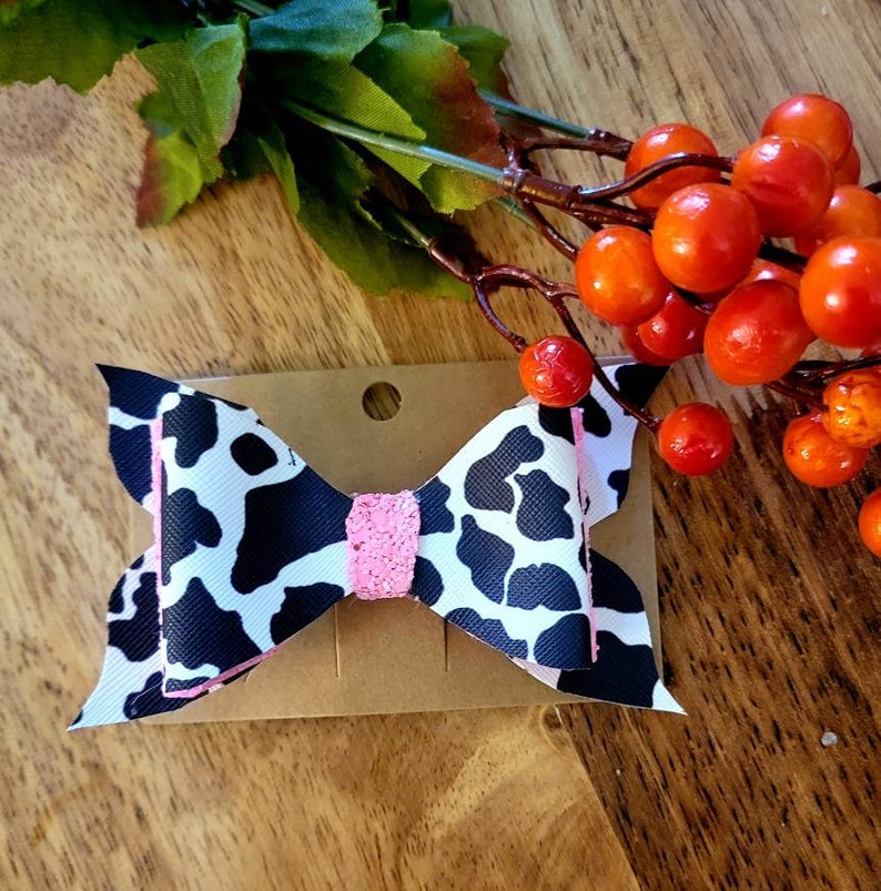 Love You to the "moo" and Back Cow Bow - Etsy