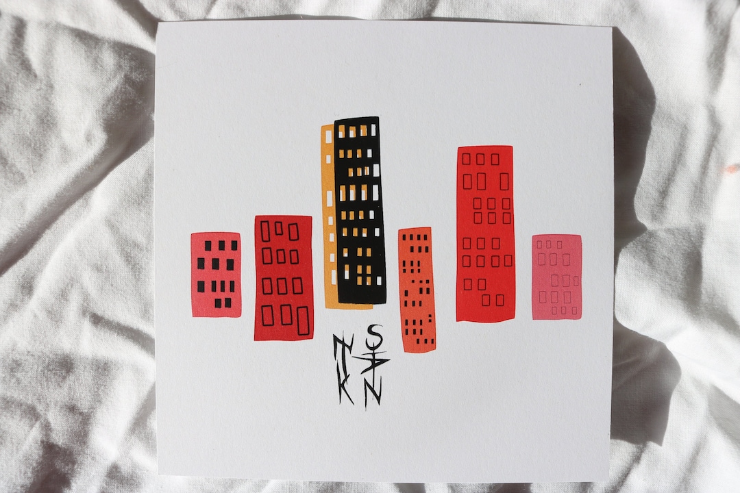 Small Cityscape Art Print, Digital Illustration, 6 X 6 Inches - Etsy