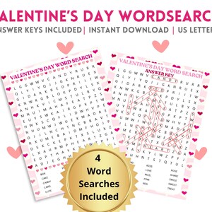 Valentine Handout Word Search - Etsy