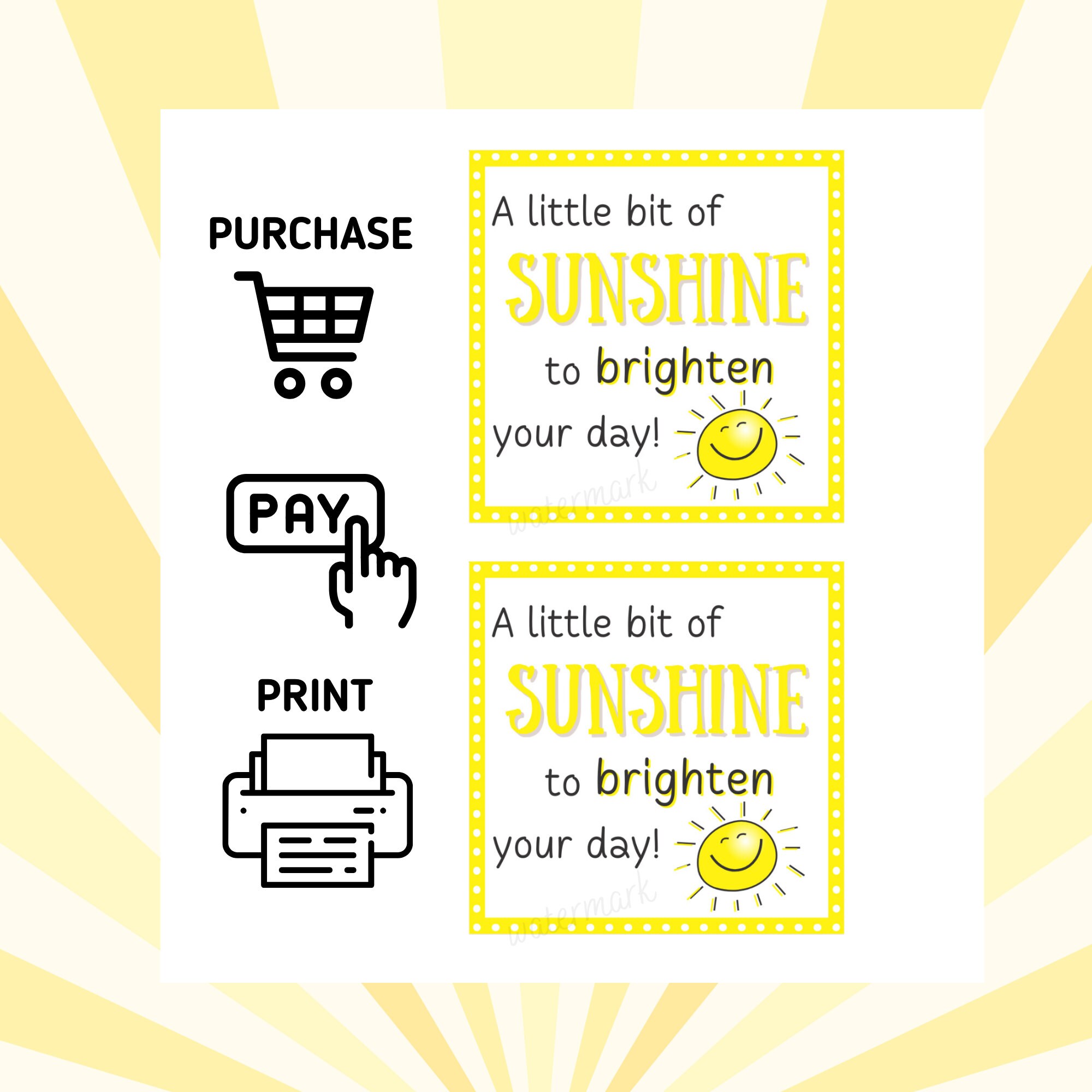 Sunshine Gift Tags: Printable Teacher Appreciation Hang Tags (digital ...