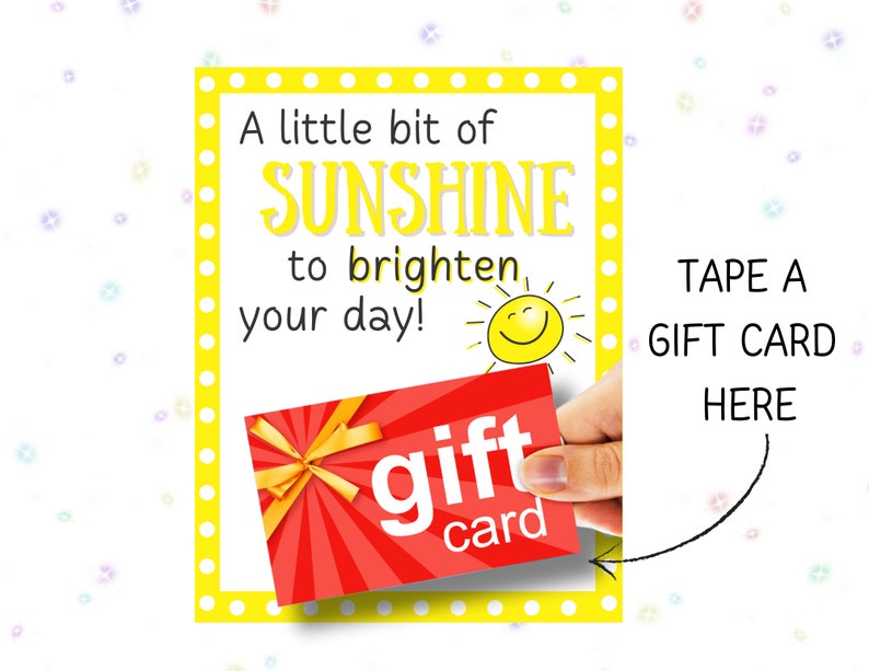 Sunshine Gift Card Holder: Printable Appreciation Tag (digital Download ...