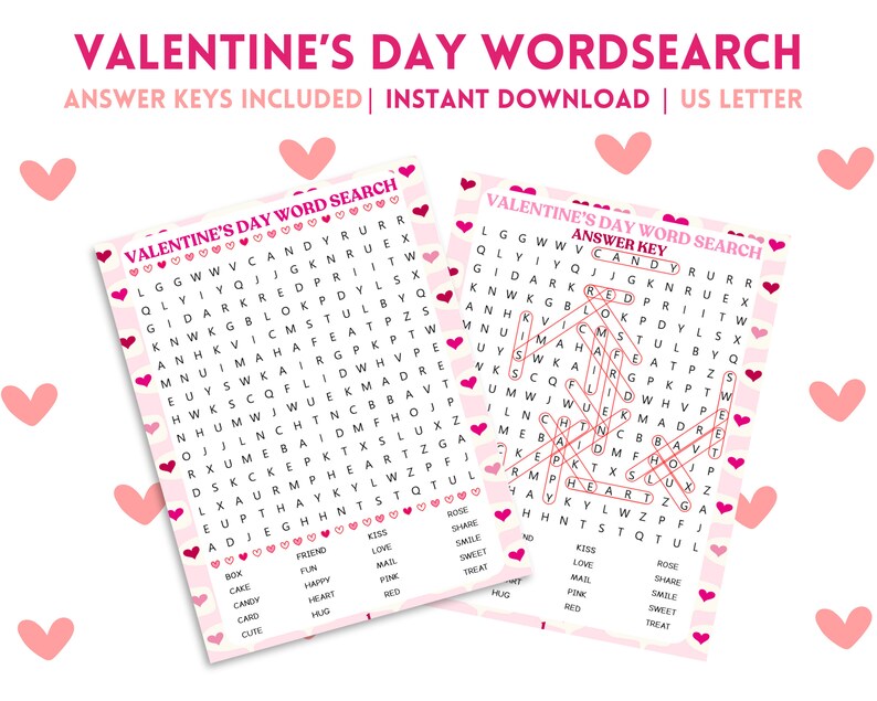 4 Printable Valentine's Day Word Search Puzzles Be My Valentine ...