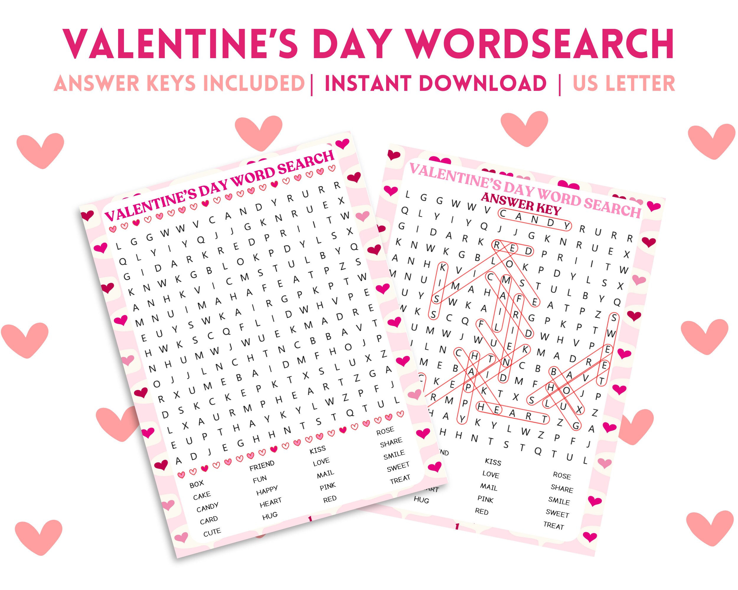 4 Printable Valentine's Day Word Search Puzzles Be My Valentine ...