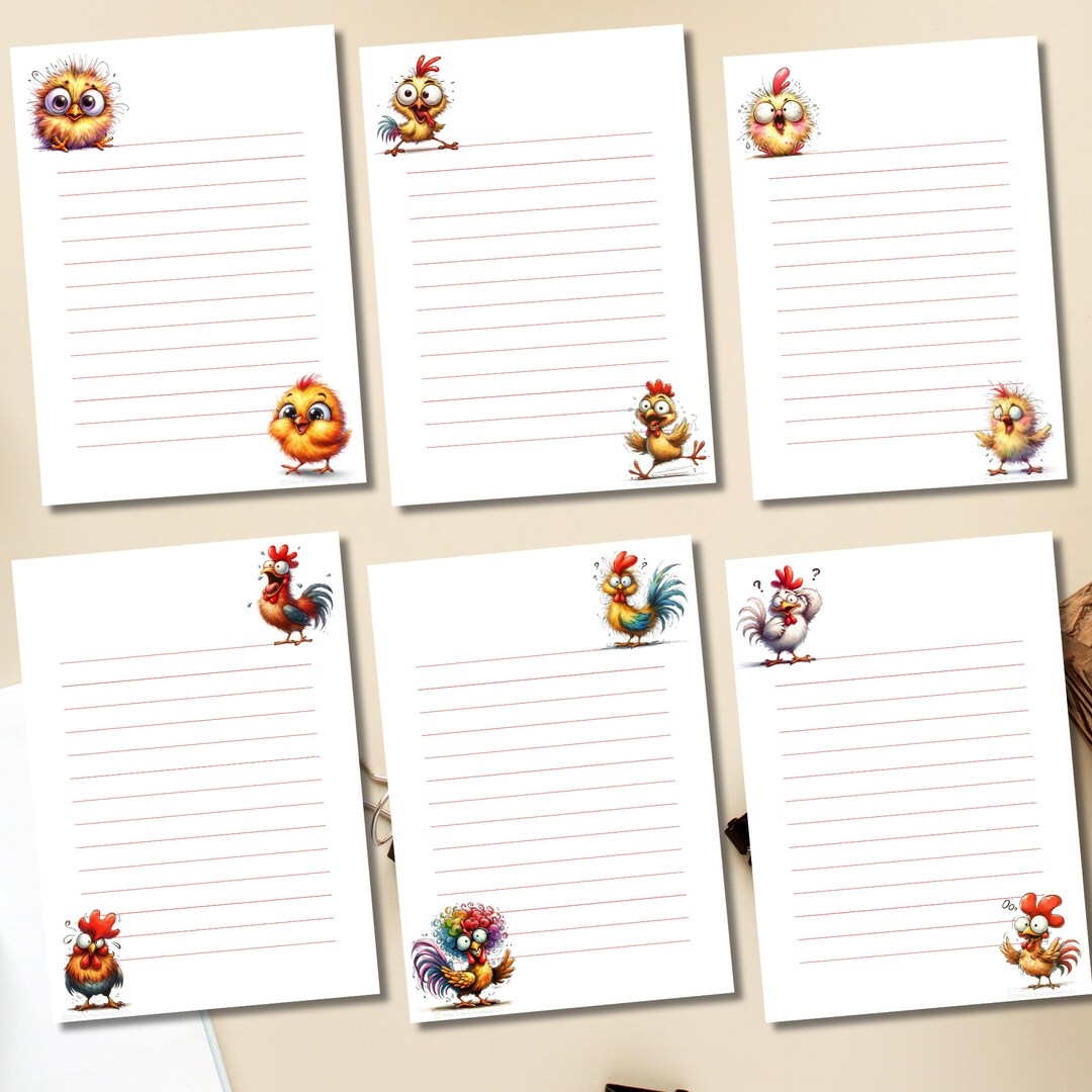 Chick-a-dee Delight Printable Stationery Set for Chicken Lovers Letter ...