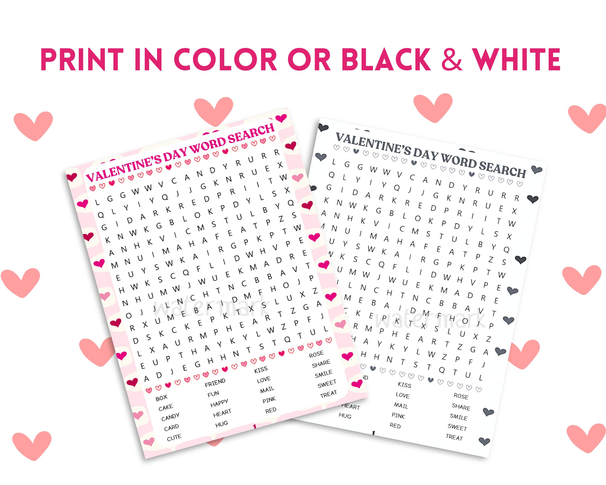 4 Printable Valentine's Day Word Search Puzzles Be My Valentine ...
