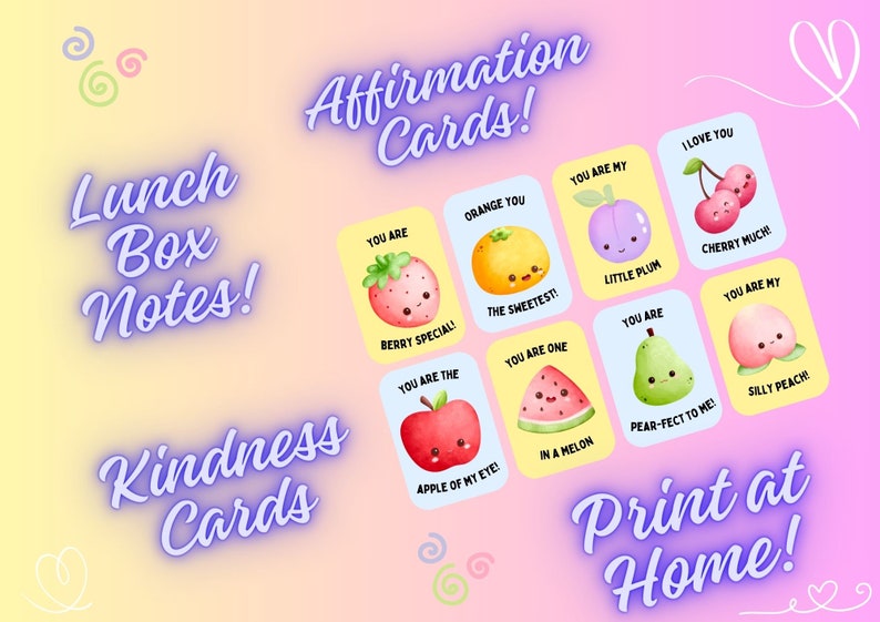Kids Affirmation Cards Kindness Cards Affirmation Cards School Lunch ...
