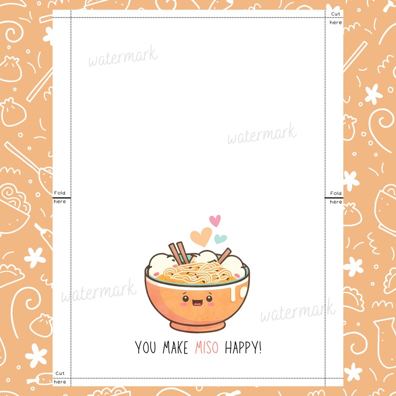 You Make miso Happy Printable Card Funny Food - Etsy