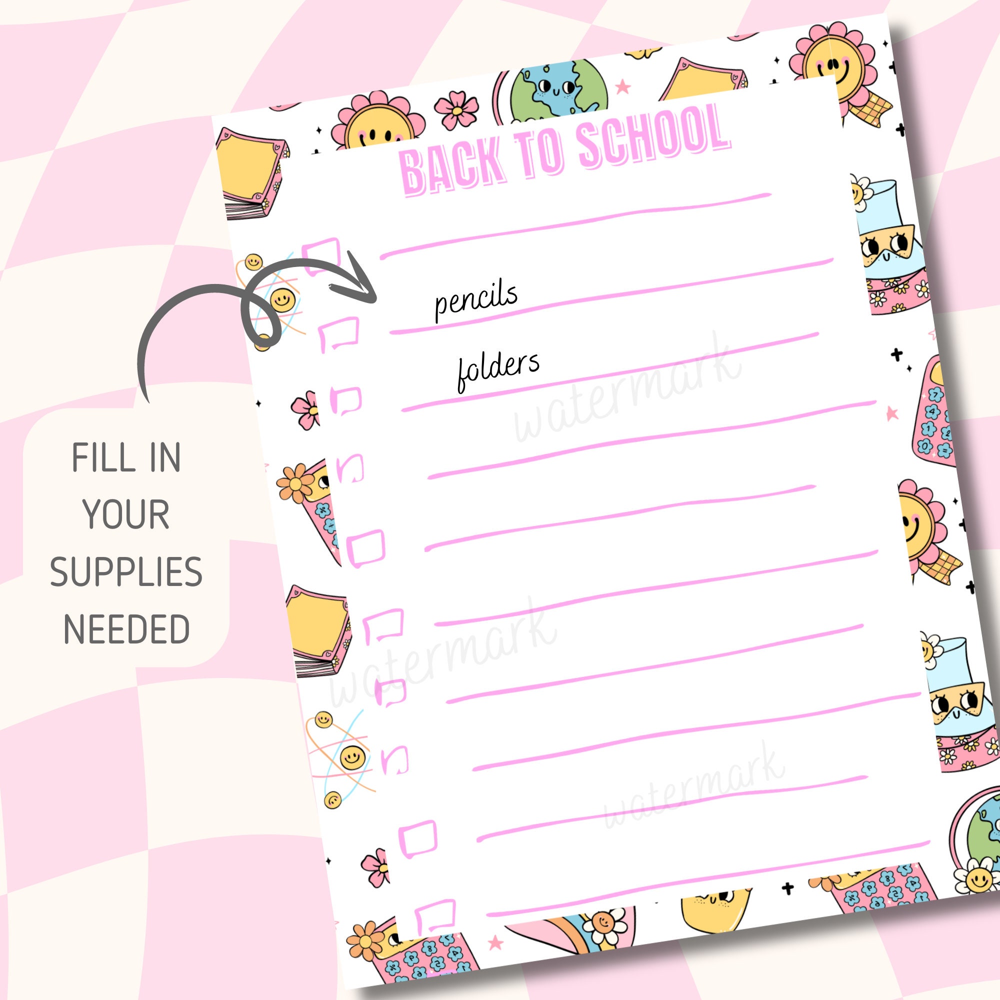 Back to School Supply List Digital Printable for Teachers Back to ...