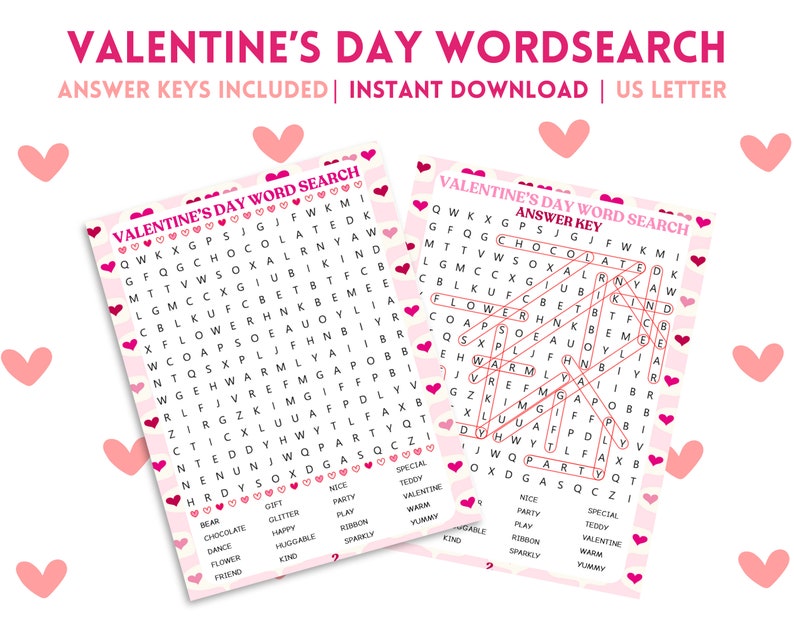 4 Printable Valentine's Day Word Search Puzzles Be My Valentine ...