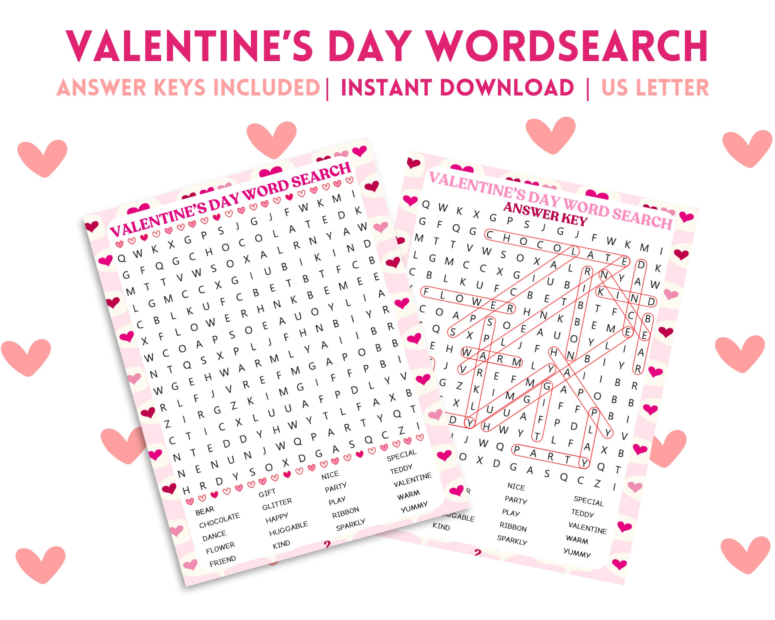 4 Printable Valentine's Day Word Search Puzzles Be My Valentine ...