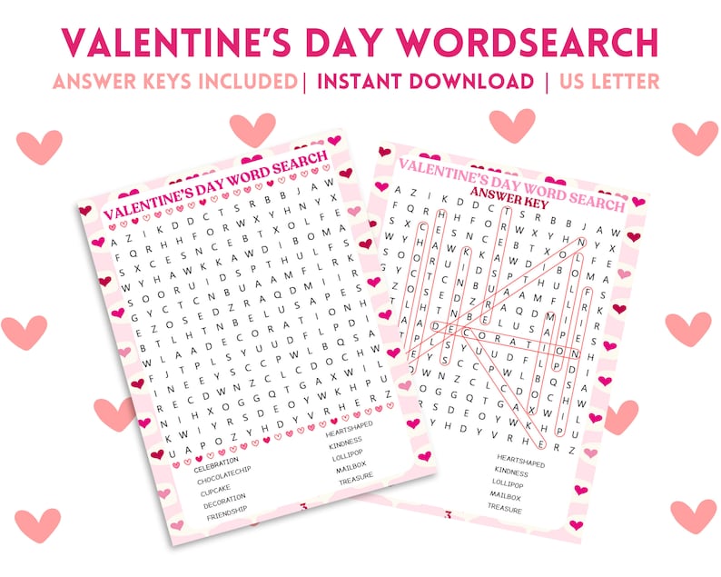 4 Printable Valentine's Day Word Search Puzzles Be My Valentine ...