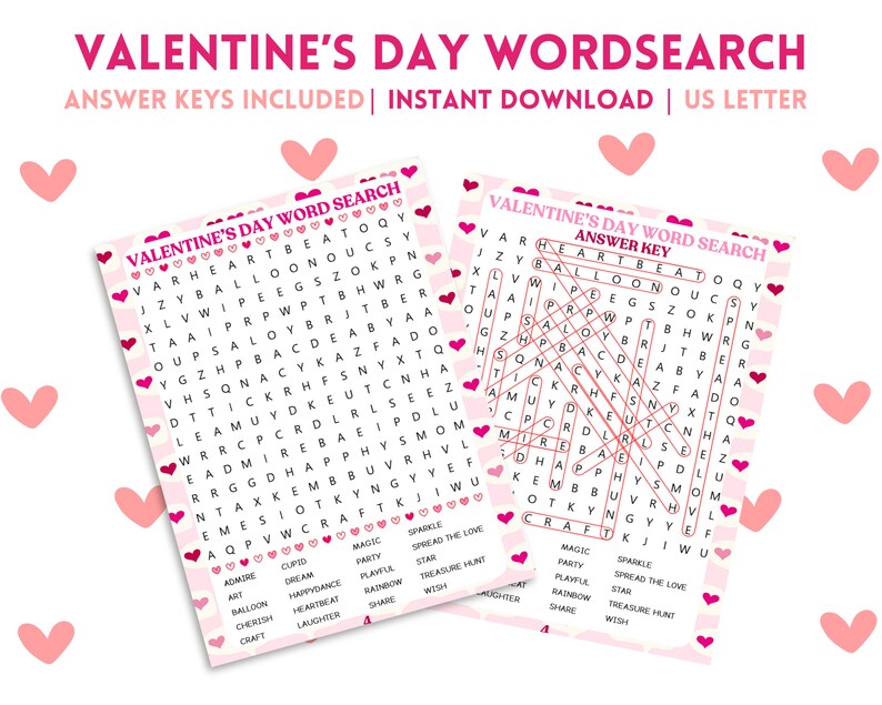 4 Printable Valentine's Day Word Search Puzzles Be My Valentine ...