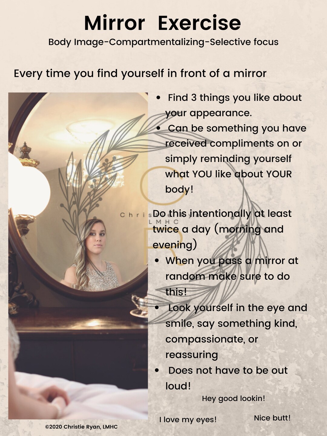 Worksheet for Improving Body Image - Etsy