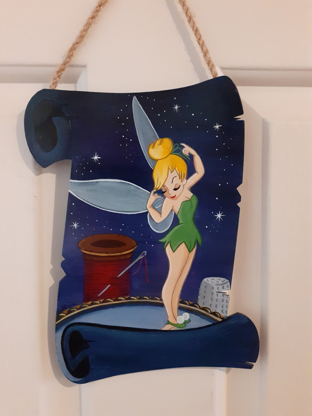 Tinkerbell Handpainted Wooden Scroll Wall Sign - Etsy