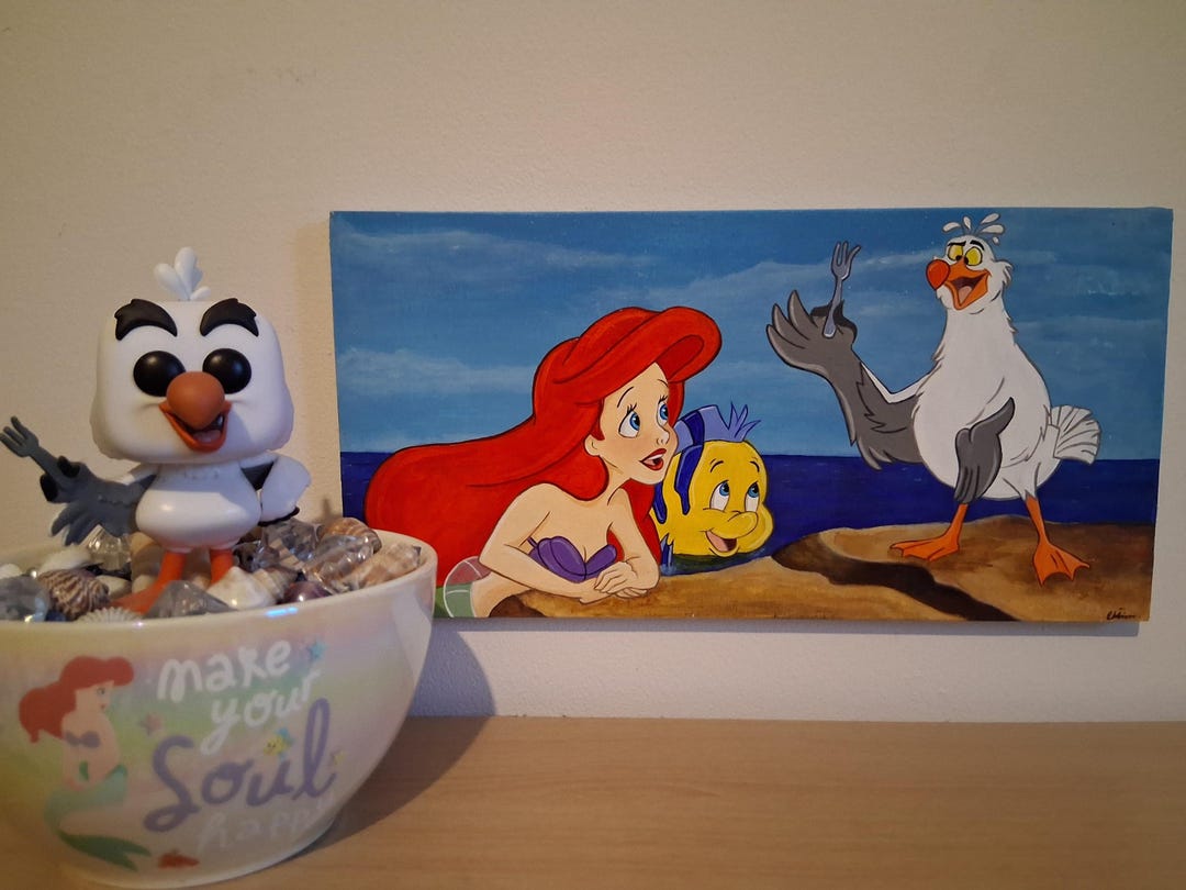 Ariel,scuttle and Flounder Handpainted Wooden Wall Sign - Etsy