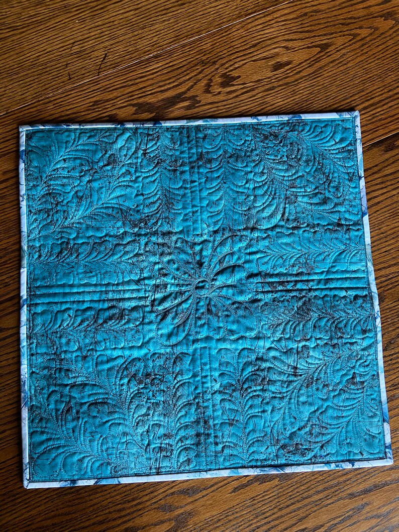 Quilted Blue and White Feather Table Runner - Etsy