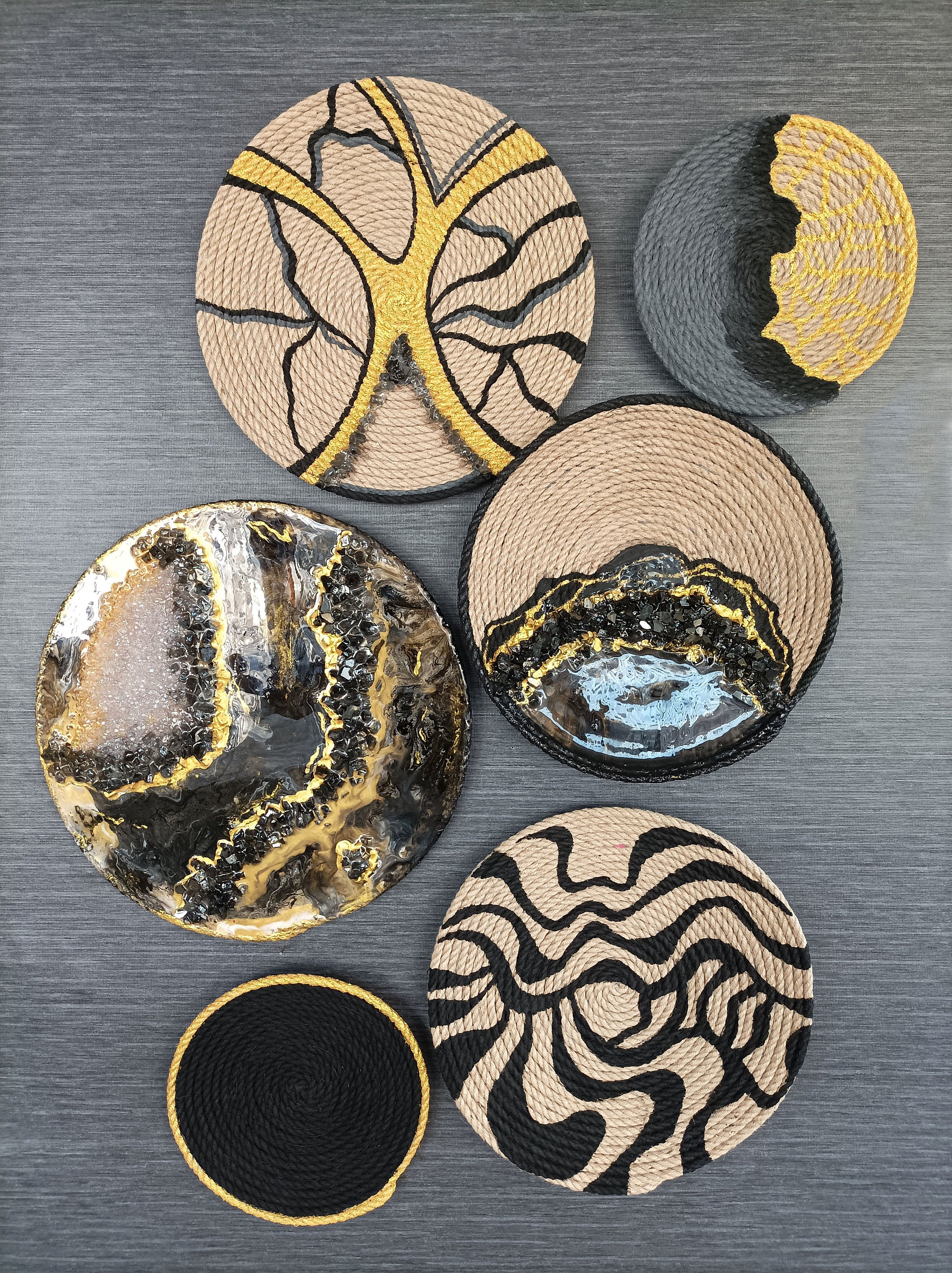 Handmade African Plate Decor Set: Boho Woven Wall Hanging - Etsy