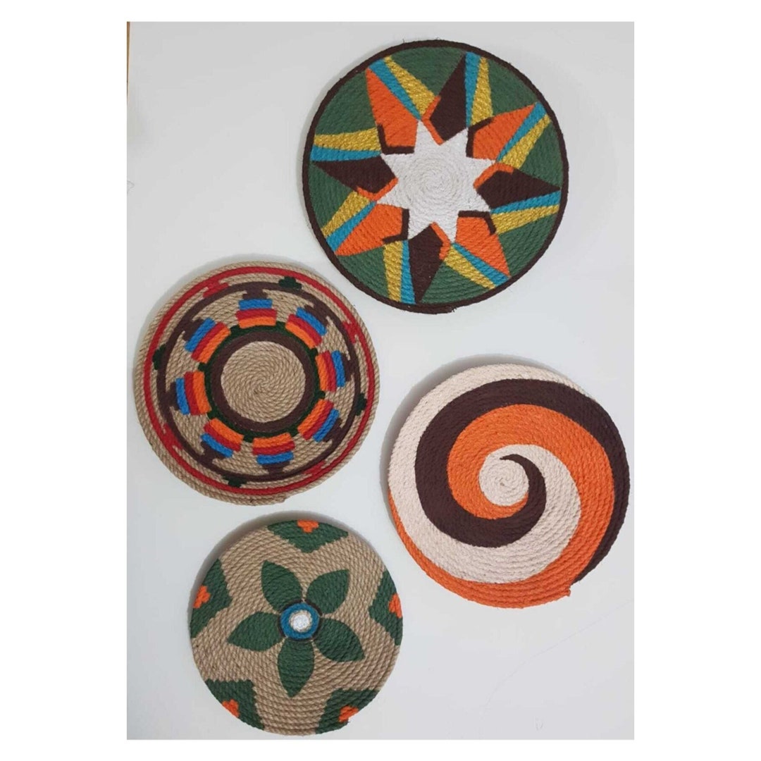 Decor Set of 4 African Plates, Wall Plate, Boho Wall Decor, African ...