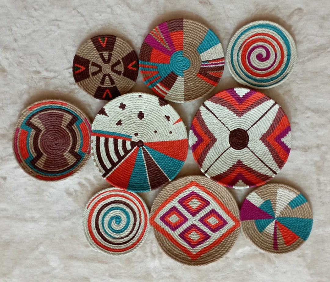 Decor Set of 9 African Plates, Wall Plate, Boho Wall Decor, African ...
