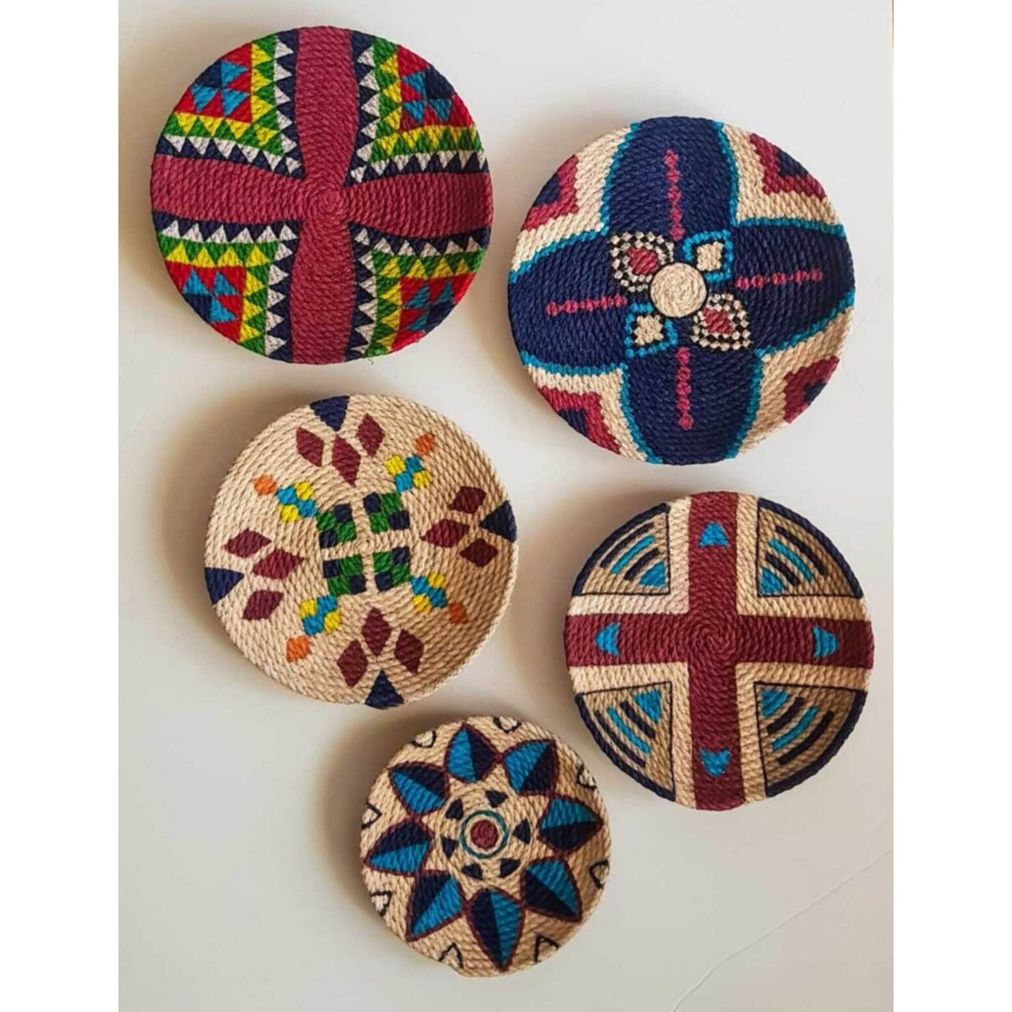 Handmade African Wall Plate Set: Boho Woven Basket Decor - Etsy