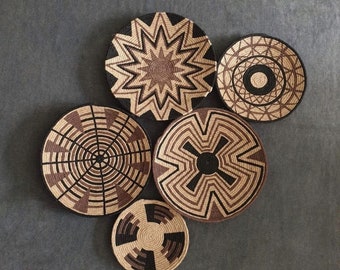 Handmade African Plate Wall Decor Set: Boho Woven Baskets - Etsy