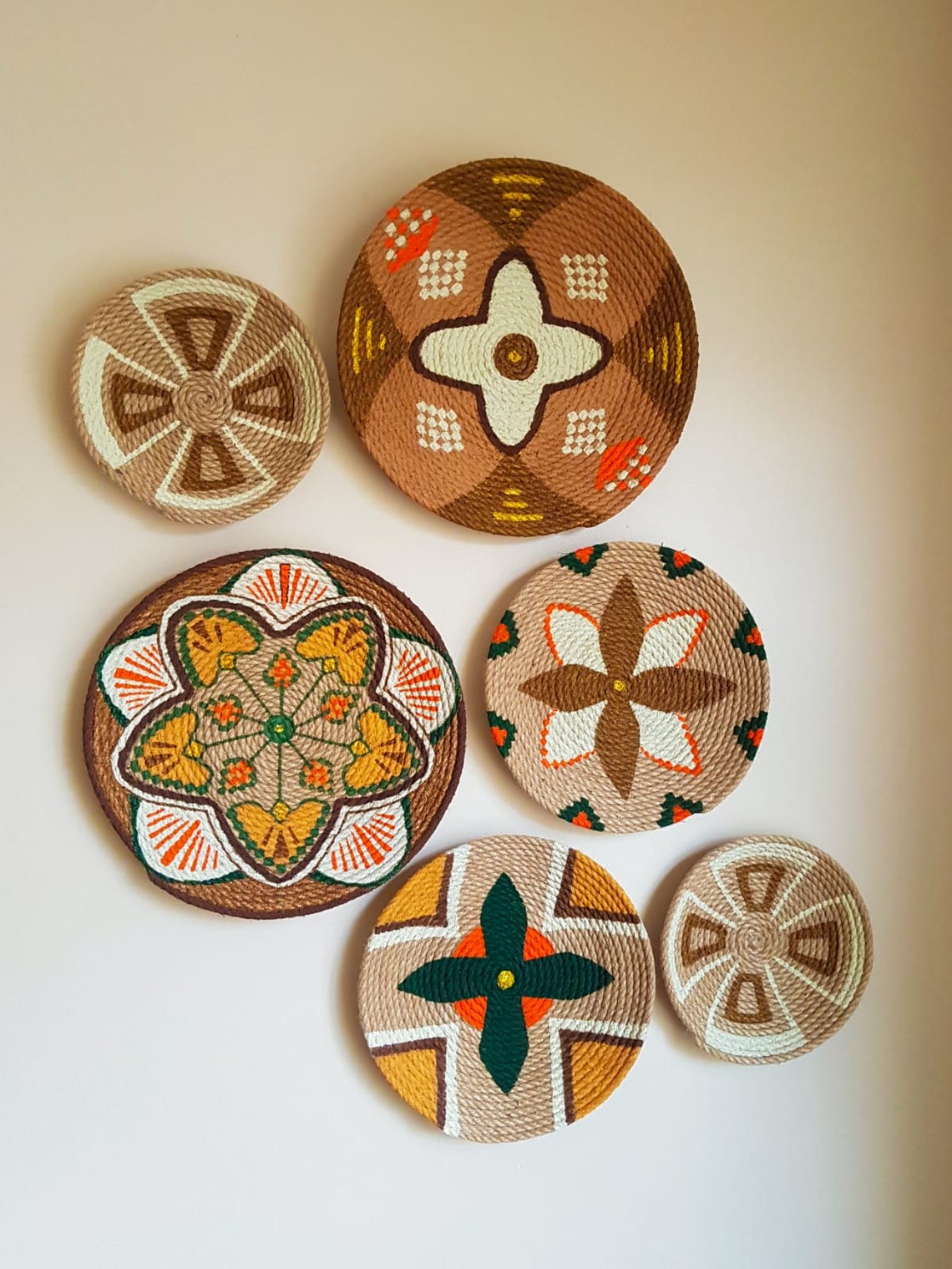 Decor Set of 6 African Plates, Wall Plate, Boho Wall Decor, African ...