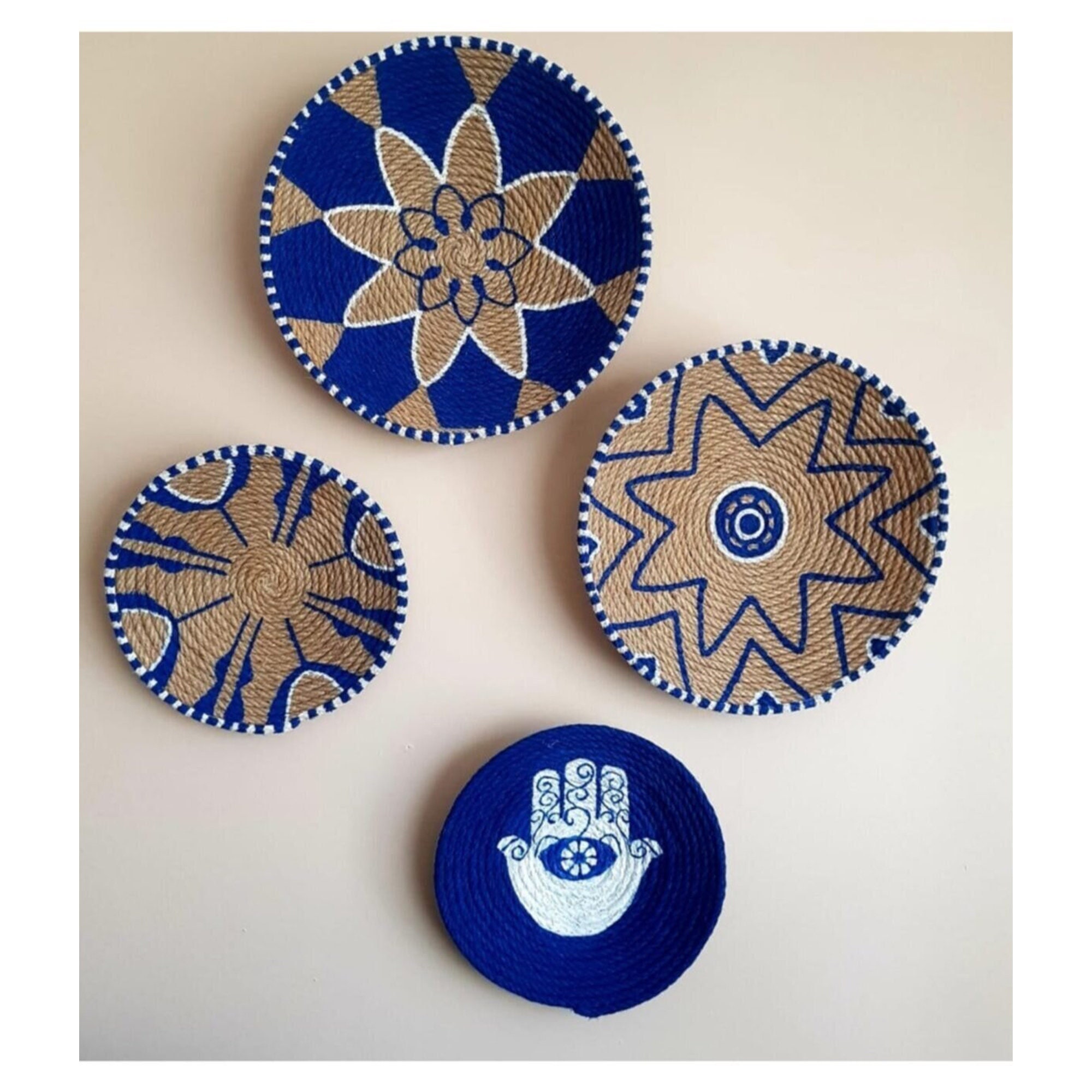 Decor Set of 4 African Plates, Wall Plate, Boho Wall Decor, African ...