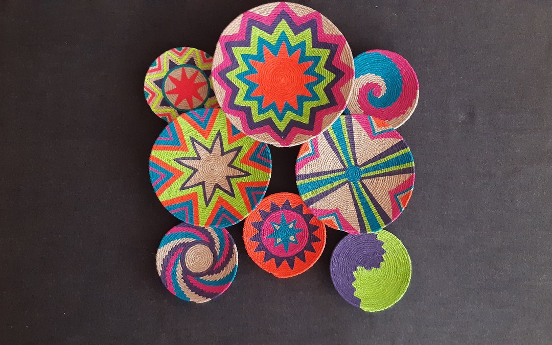 Decor Set of 8 African Plates, Wall Plate, Boho Wall Decor, African ...