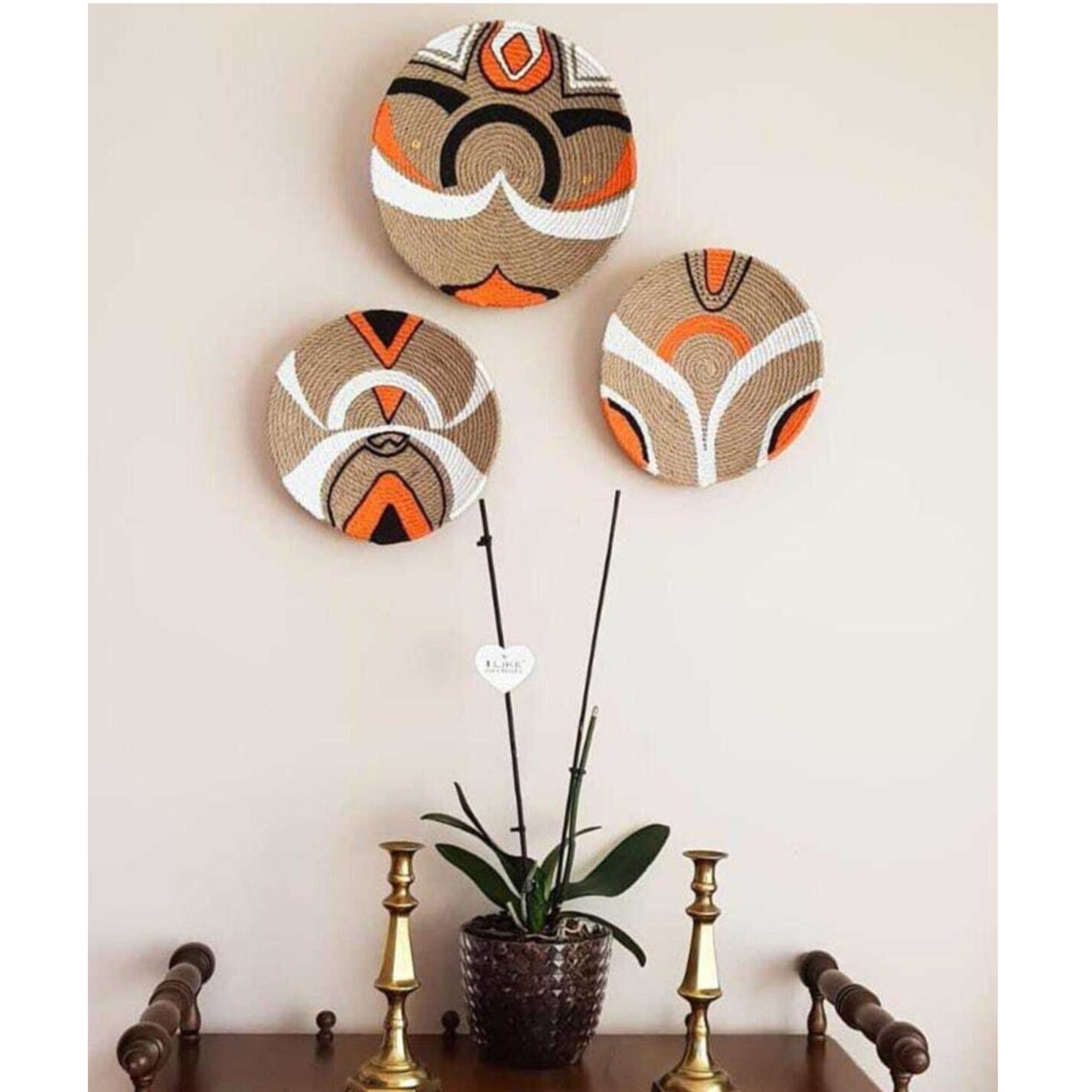 Decor Set of 3 African Plates, Wall Plate, Boho Wall Decor, African ...