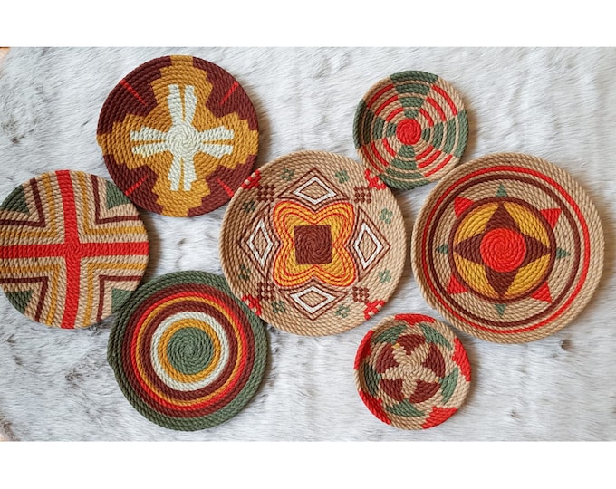 Decor Set of 4 African Plates, Wall Plate, Boho Wall Decor, African ...