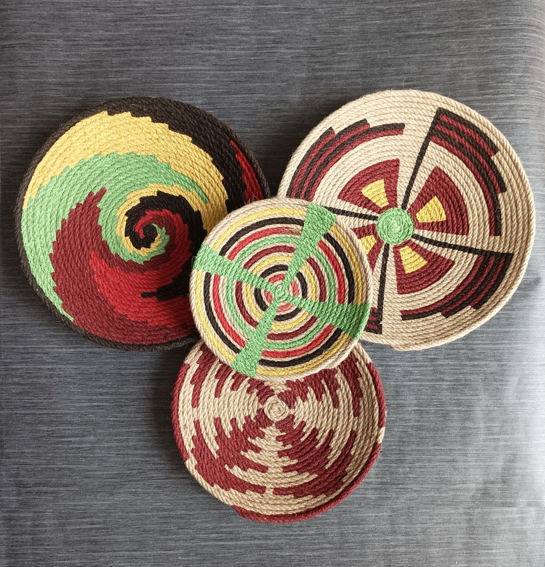 Decor Set of 4 African Plates, Wall Plate, Boho Wall Decor, African ...