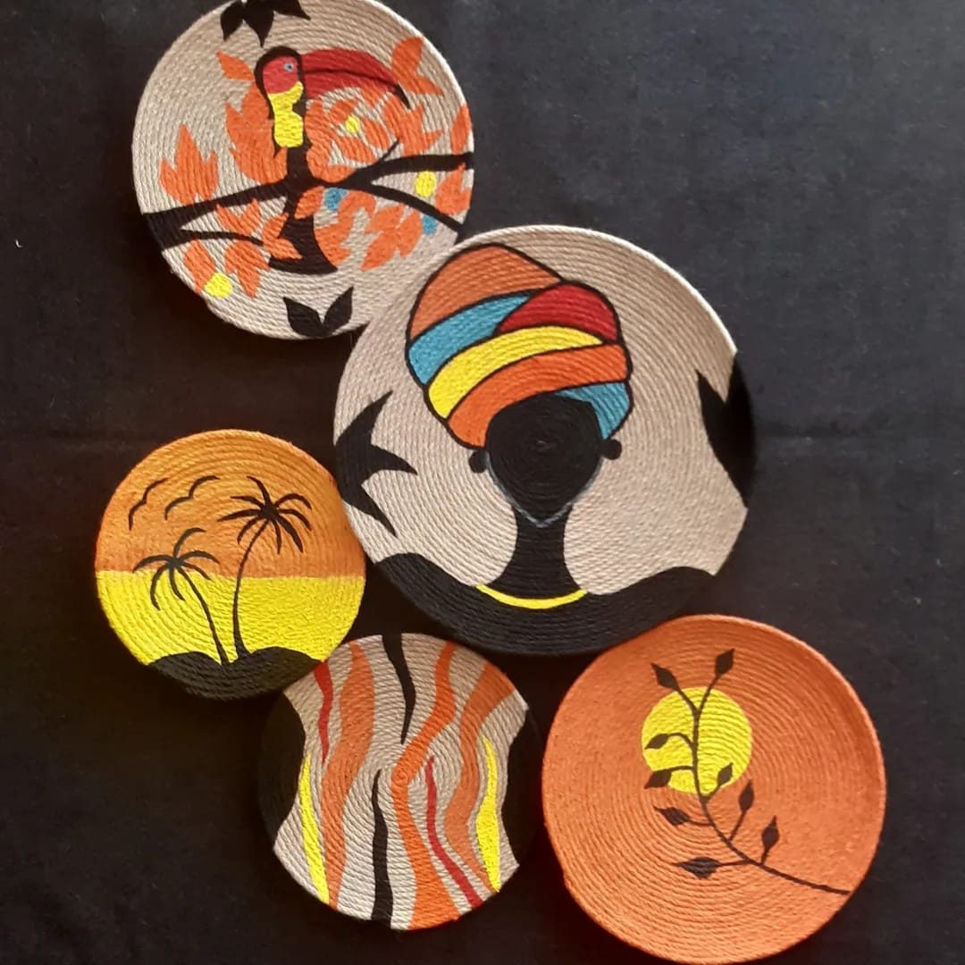 Decor Set of 5 African Plates - Etsy UK