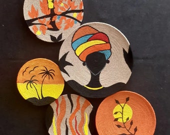 Decor Set of 5 African Plates, Wall Plate, Boho Wall Decor, African ...