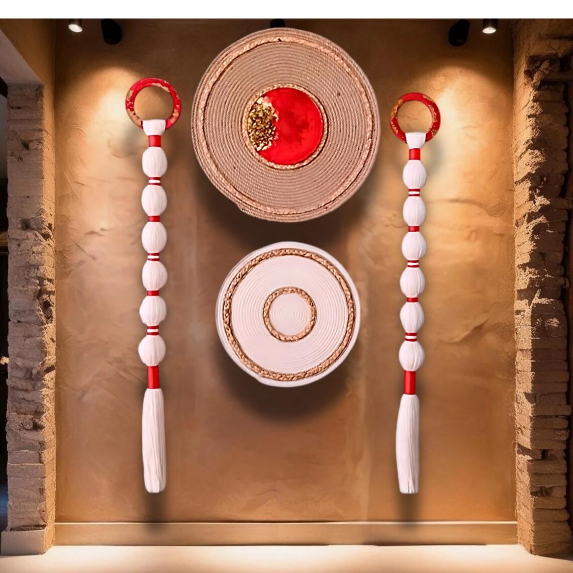 Decor Set of 4 African Plates, Wall Plate, Boho Wall Decor, African ...