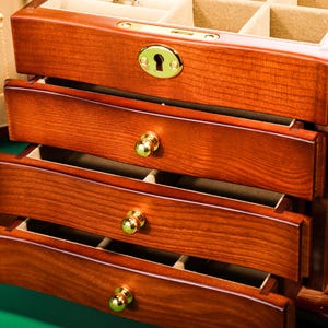 Wooden Jewelry Box, Large Jewelry Organizer Storage With Lock, Jewelry ...