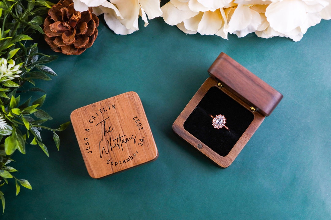 Personalized Wedding Ring Box Custom Wood Ring Box Engagement Ring Box ...