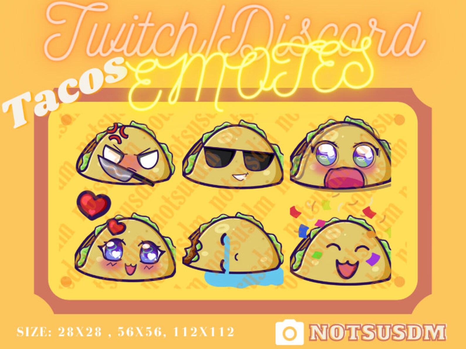 Taco Emotes for Twitch or Discord 3 Sizes, 6 Emotes - Etsy Canada