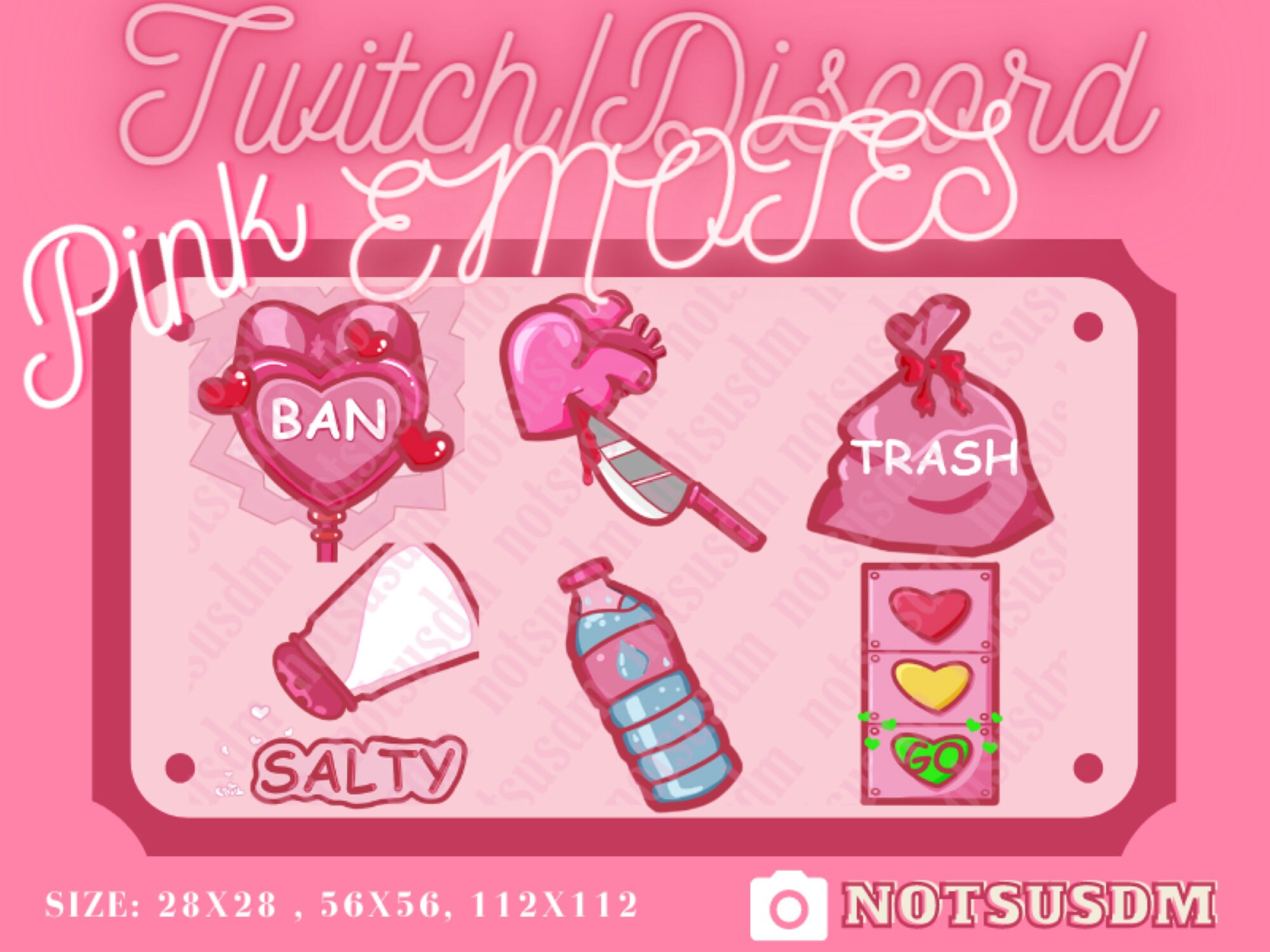 Pink Emotes for Twitch/discord 3 Sizes, 6 Emotes - Etsy