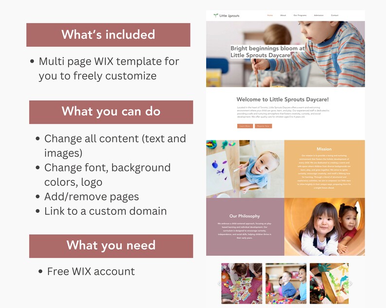 Wix Website Template for Daycare, Montessori, Waldorf School, Preschool ...