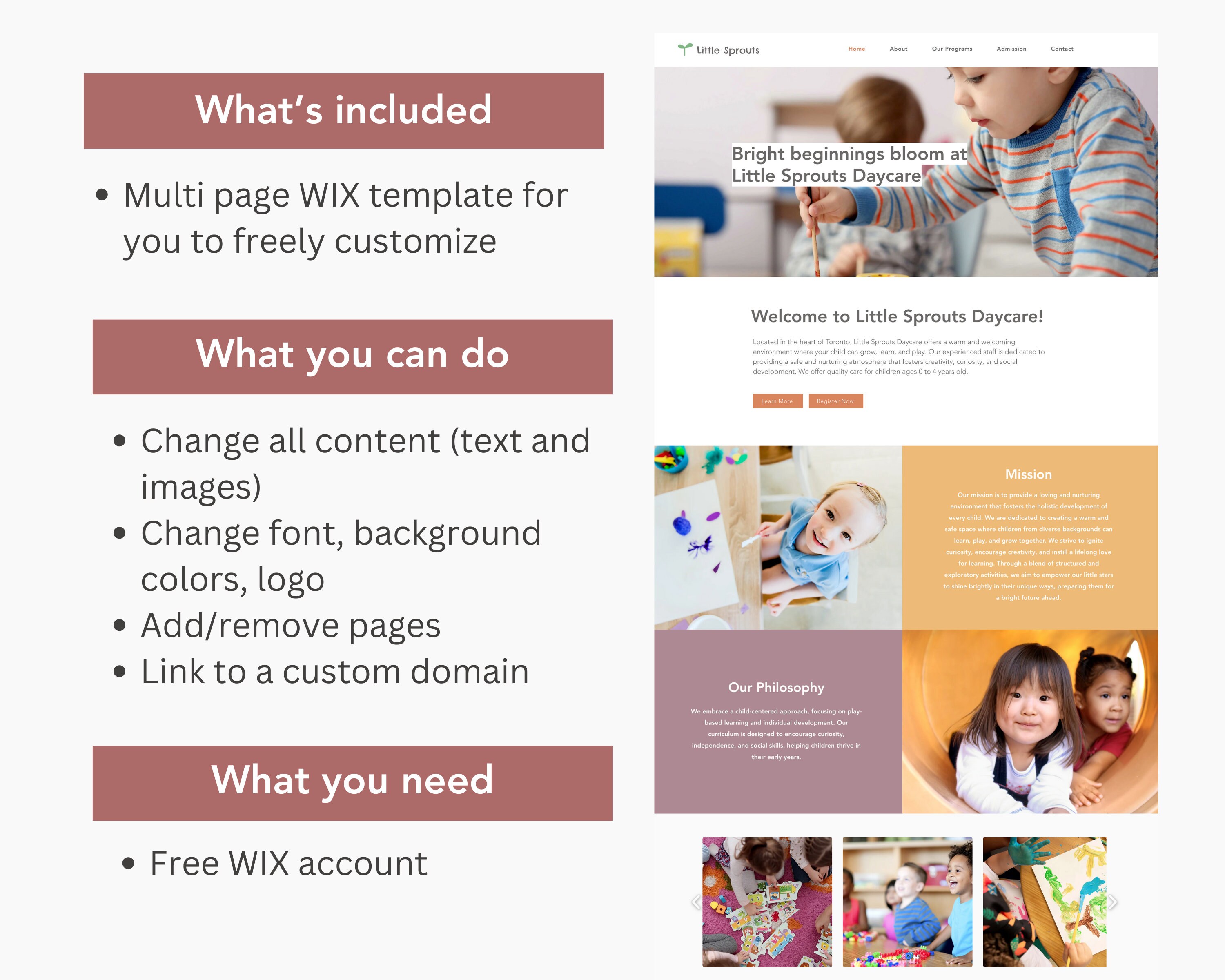 Wix Website Template for Daycare, Montessori, Waldorf School, Preschool ...