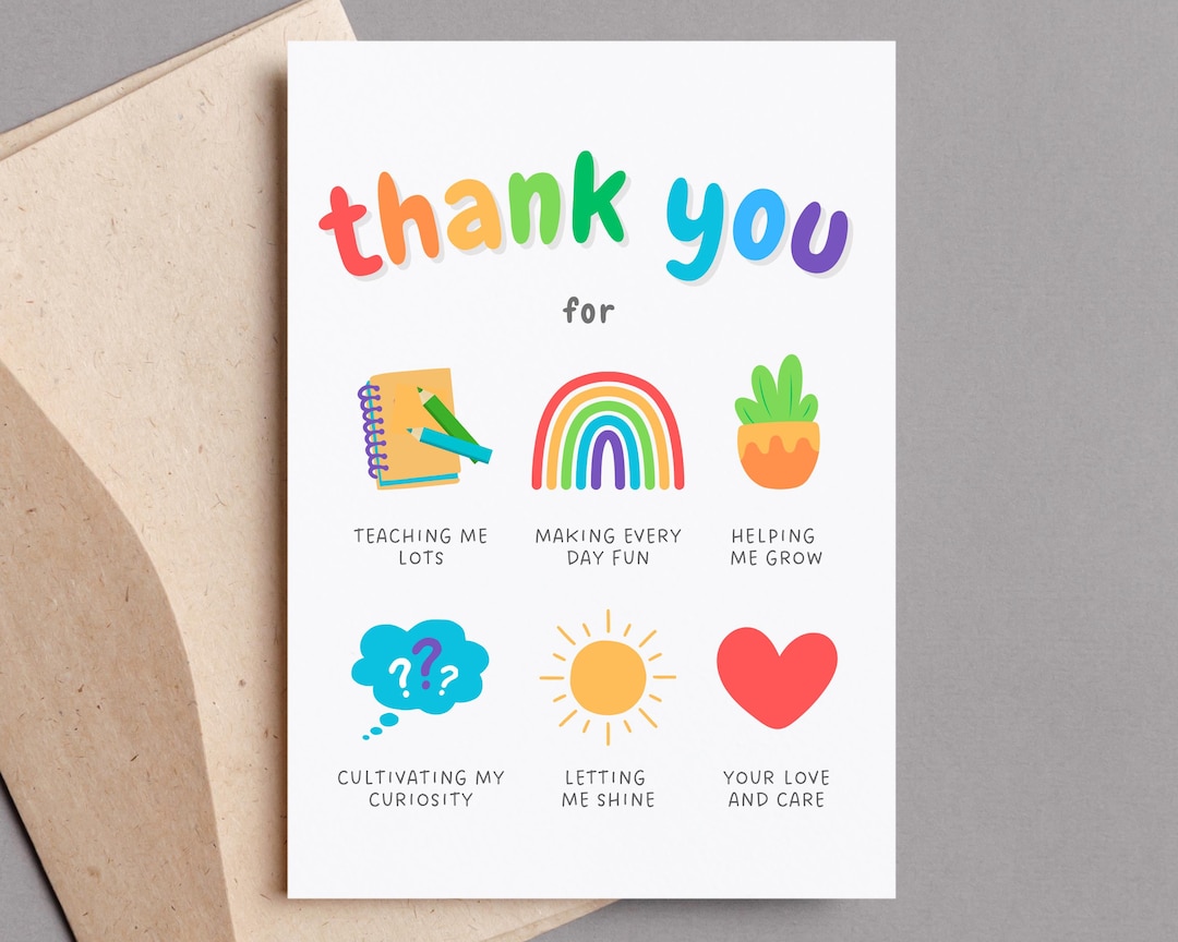 Printable Thank You Card for Daycare Teachers | Preschool, Nursery ...